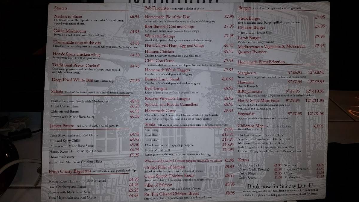 Menu at The Haywain, bridgend pub & bar, Bridgend
