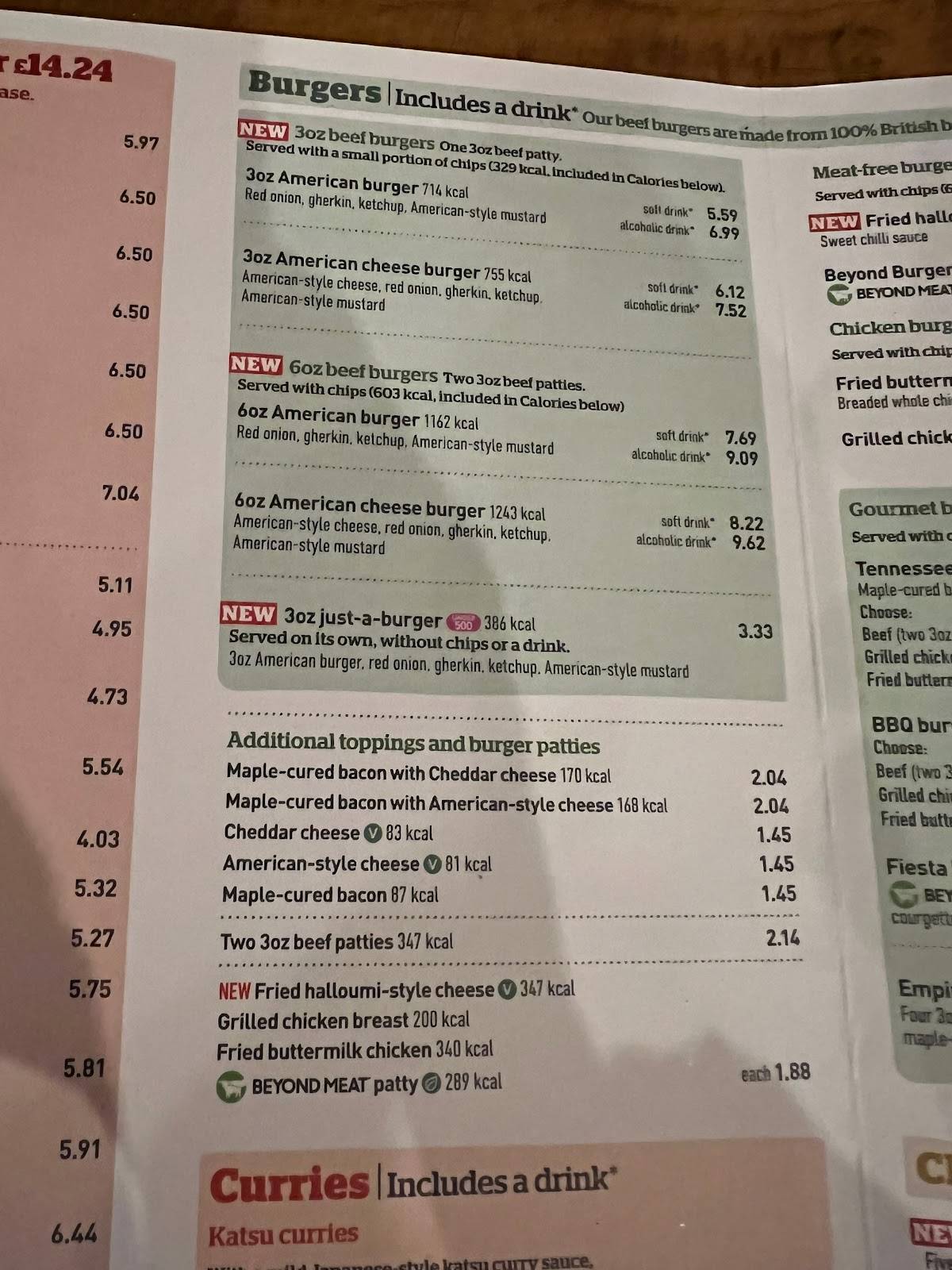 Menu at The Imperial - JD Wetherspoon pub & bar, Exeter
