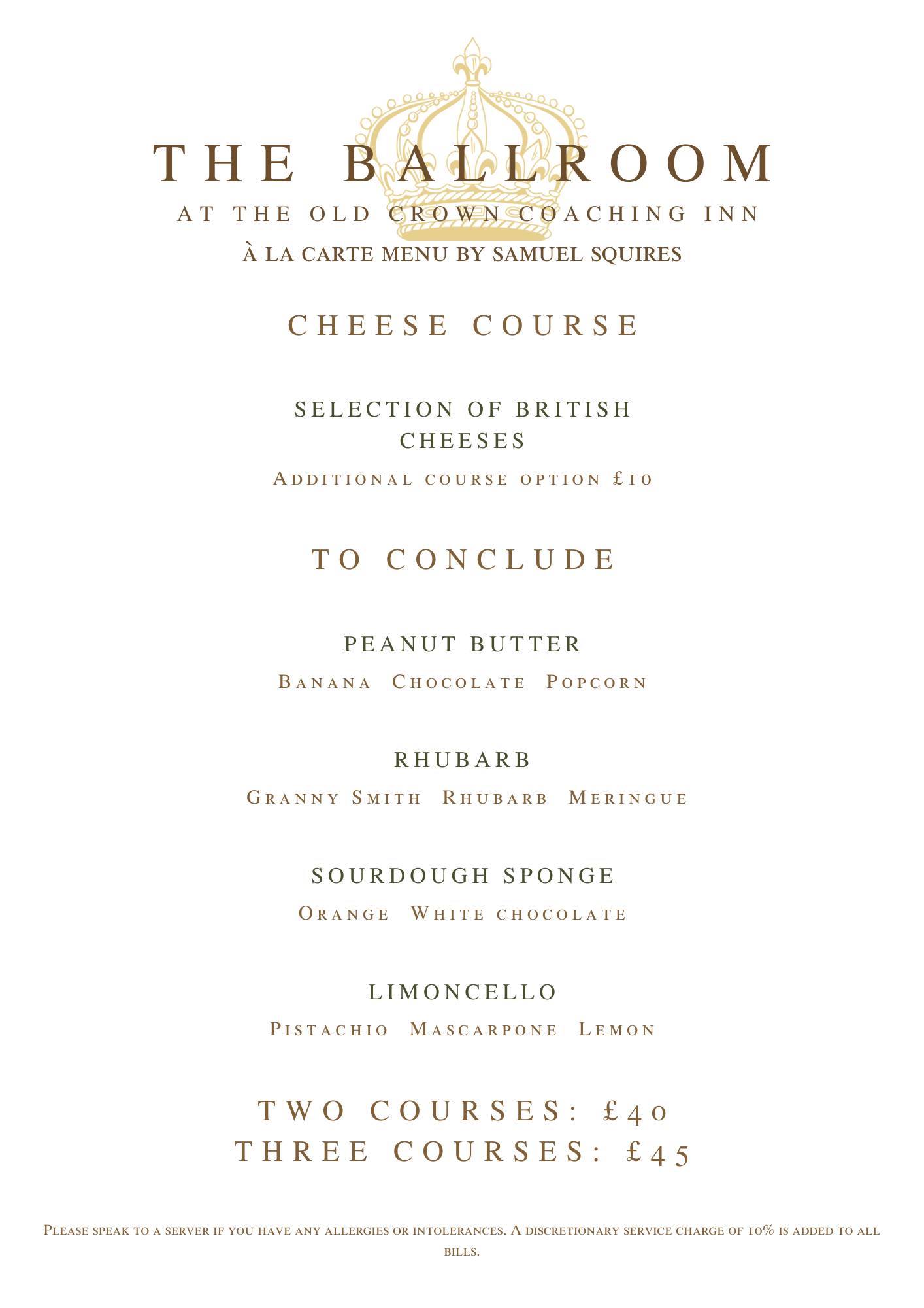 Menu at The Old Crown Coaching Inn pub & bar, Faringdon