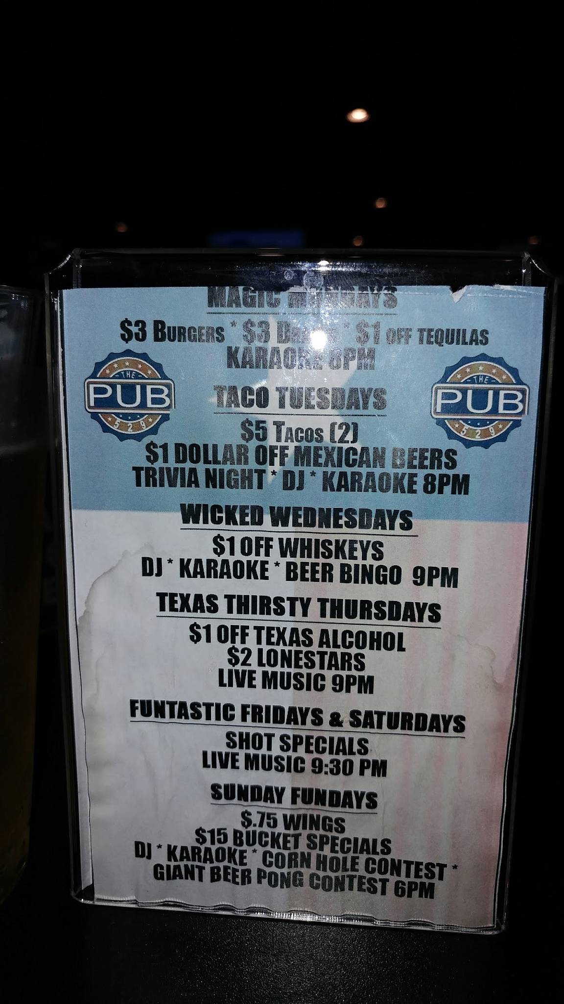 Menu at The Pub 529, Houston