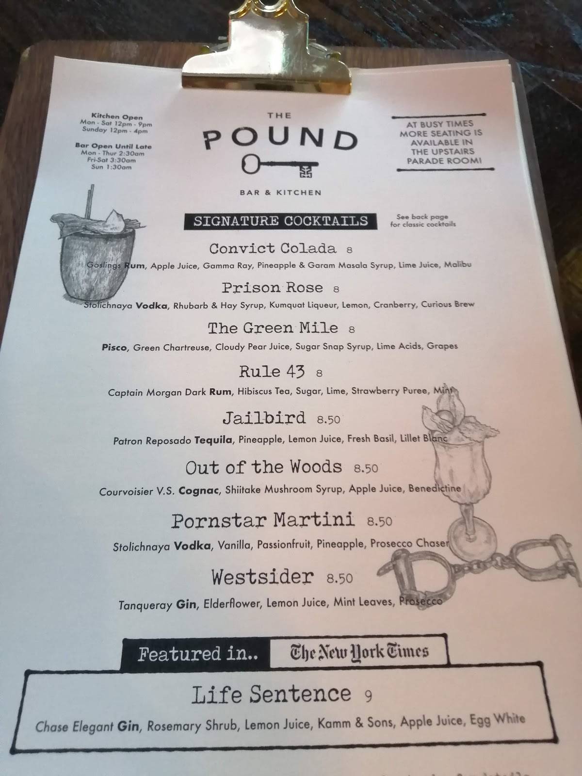 Menu at The Pound at One Pound Lane pub & bar, Canterbury