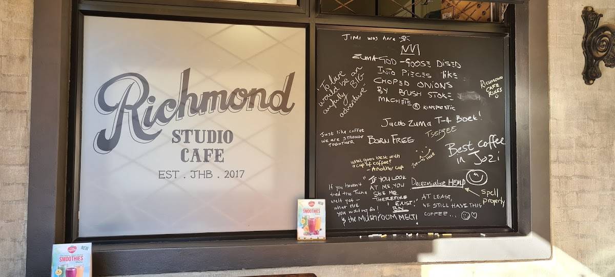 Menu at The Richmond Studio Cafe, Johannesburg