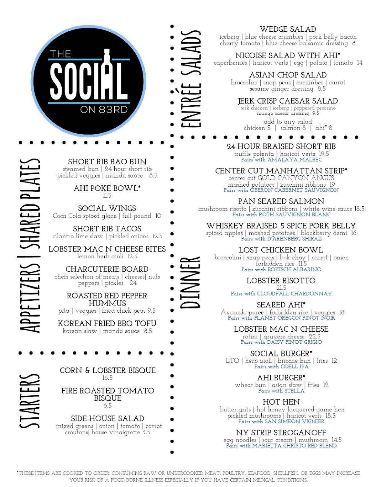 Menu at The Social on 83rd pub & bar, Peoria