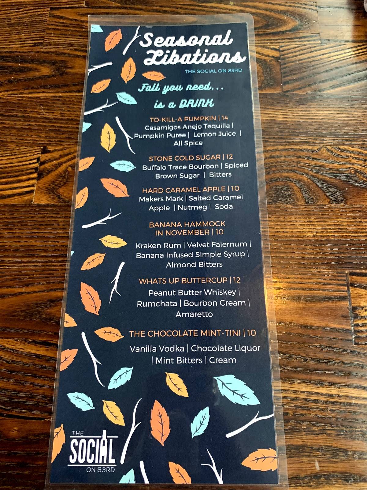Menu at The Social on 83rd pub & bar, Peoria