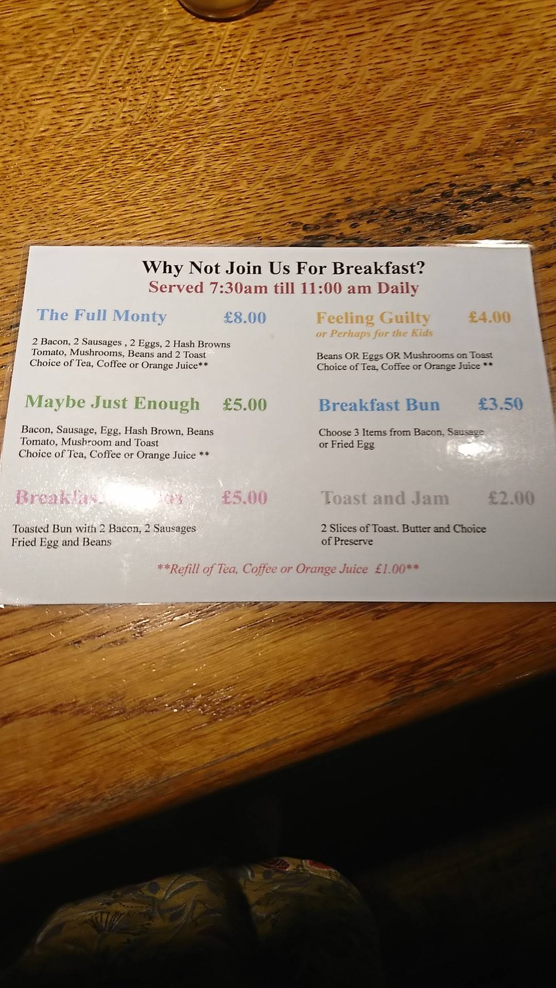 Menu at The Tudor Arms pub & bar, Slimbridge
