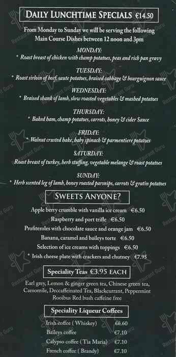 Menu at Toddys Bar & Brasserie, Dublin