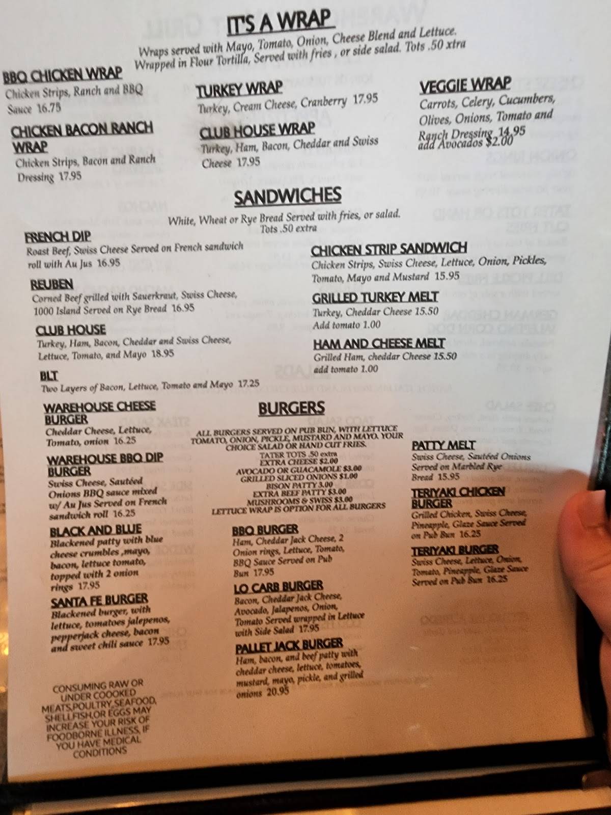 Menu at Warehouse West Grill pub & bar, Yakima