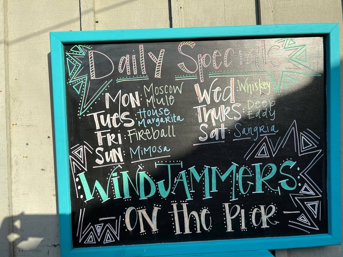 Menu at Windjammers on the Pier pub & bar, Navarre