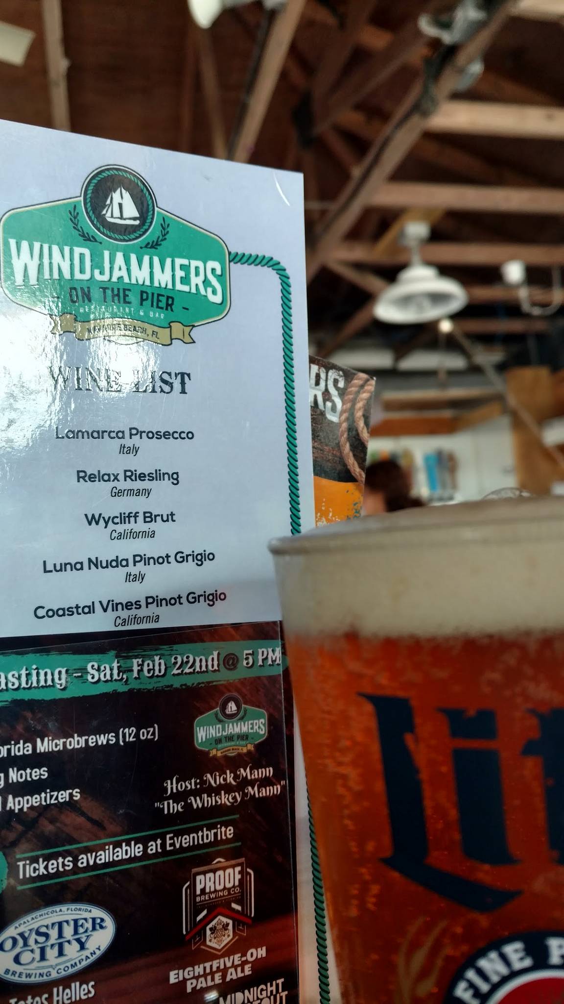 Menu at Windjammers on the Pier pub & bar, Navarre