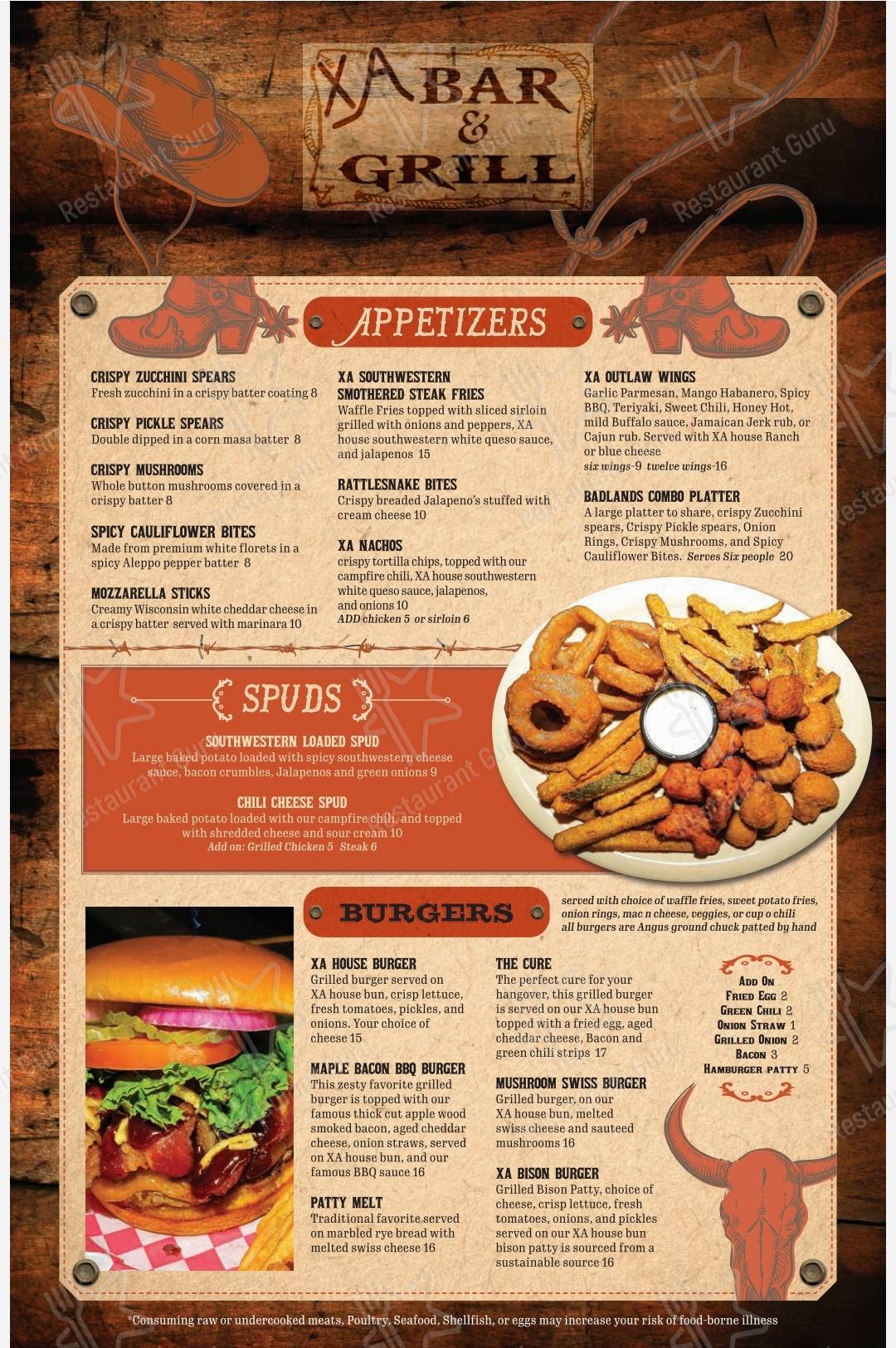 Menu at XA Bar and Grill, Springerville