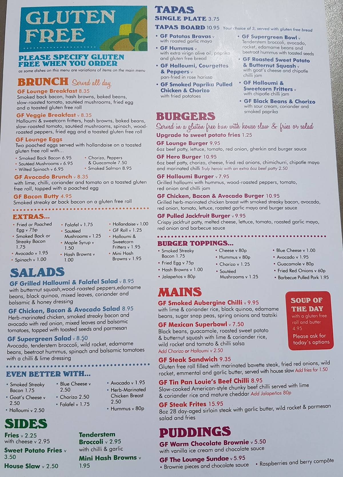 Menu at Puerto Lounge restaurant, Exeter