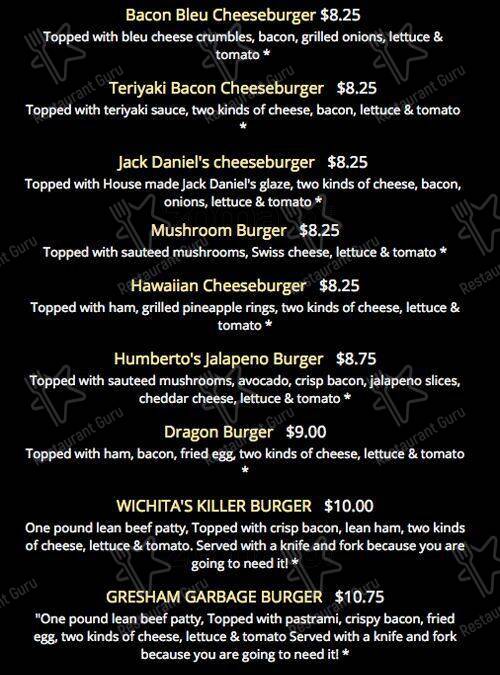 Menu at Wichita Puff's Pub, Gresham
