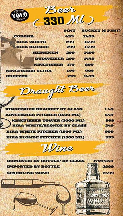 Menu at Yolo Gastro Lounge, Pune, 8th Floor