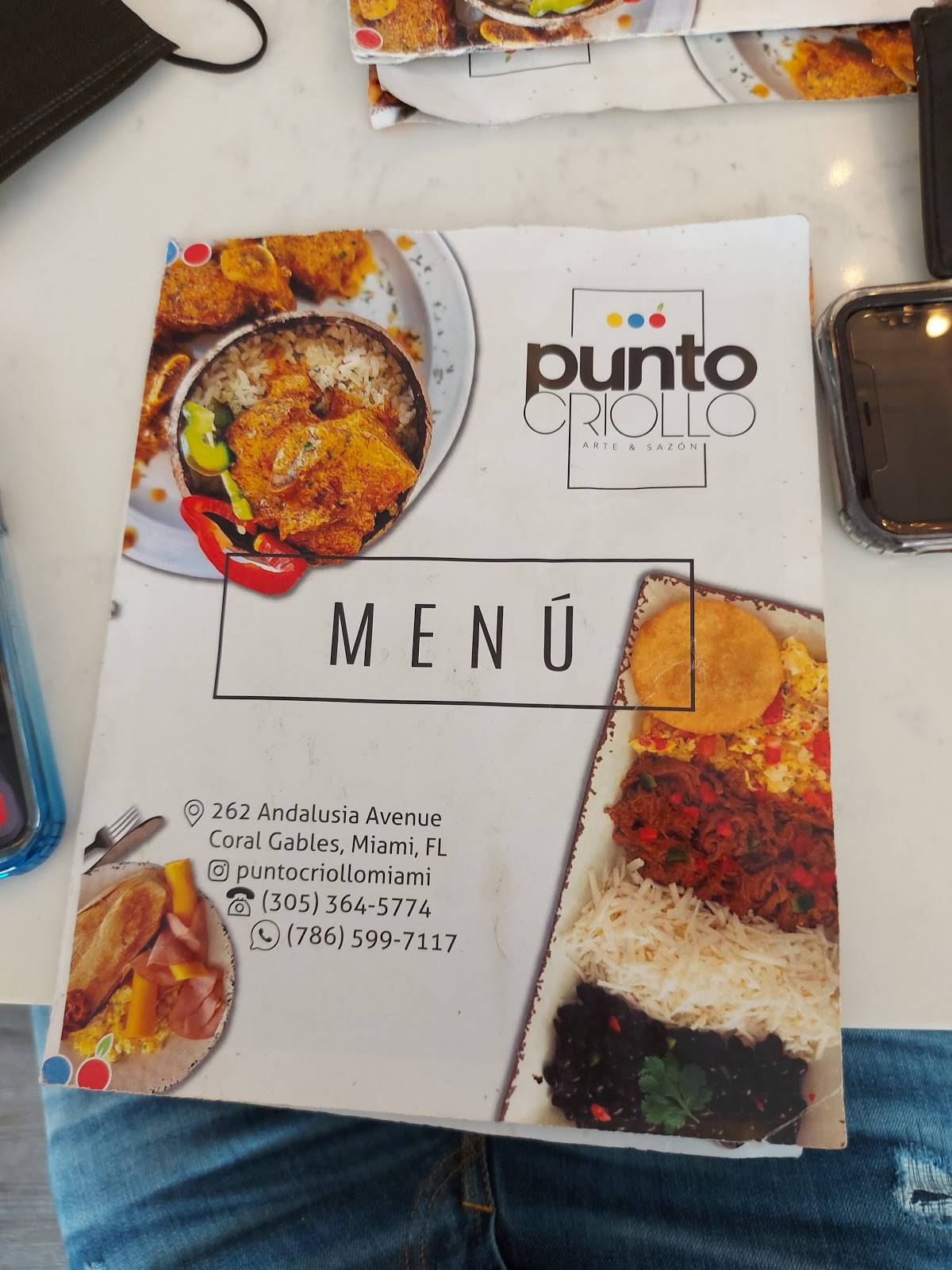 Menu at Punto Criollo restaurant, Miami