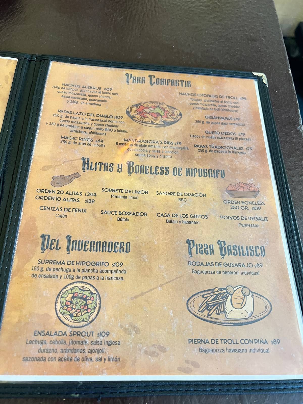 Carta del restaurante Punto Mágico, Guadalajara