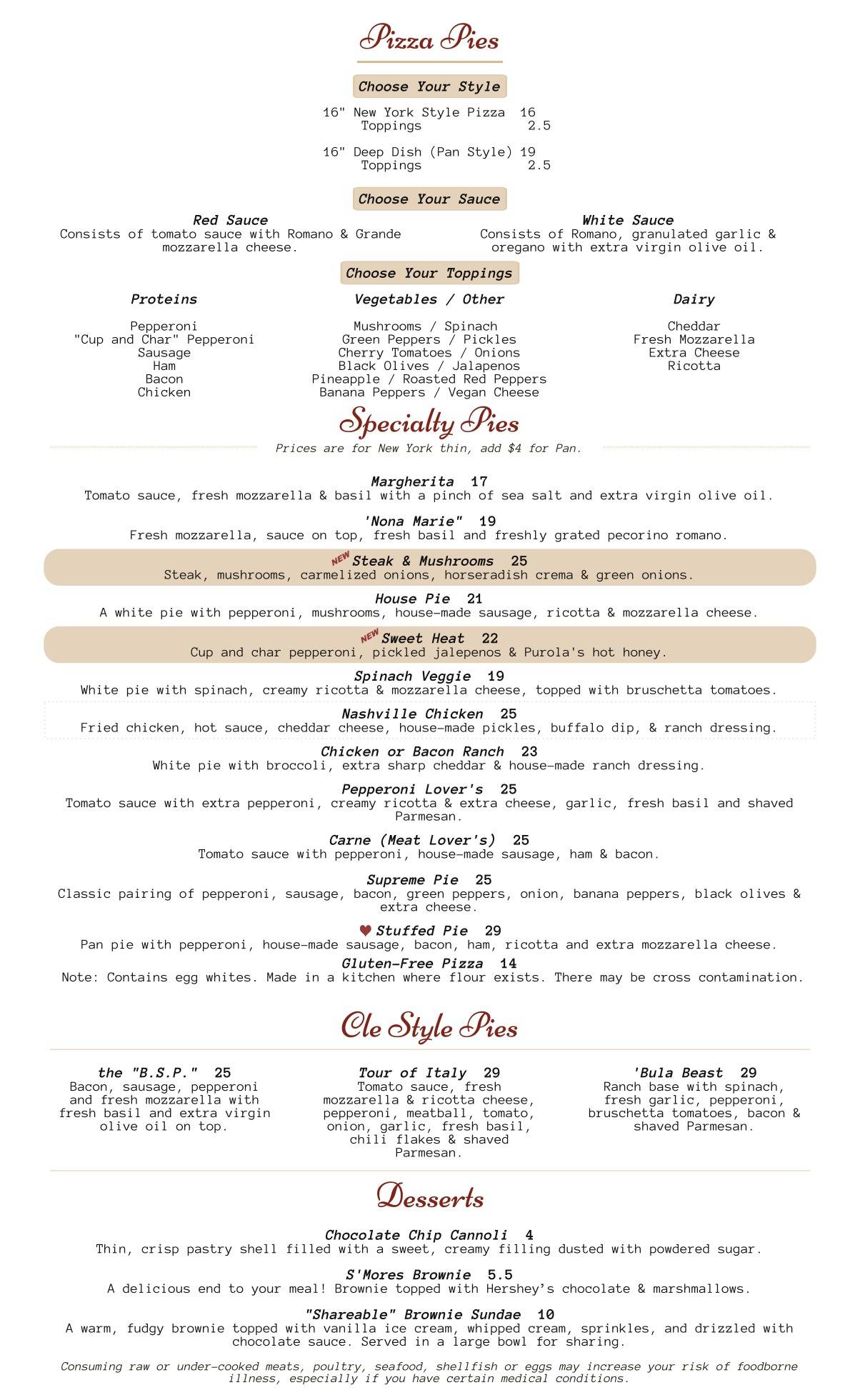 Menu at Purola's Harbor Deli restaurant, Ashtabula, Lake Rd W
