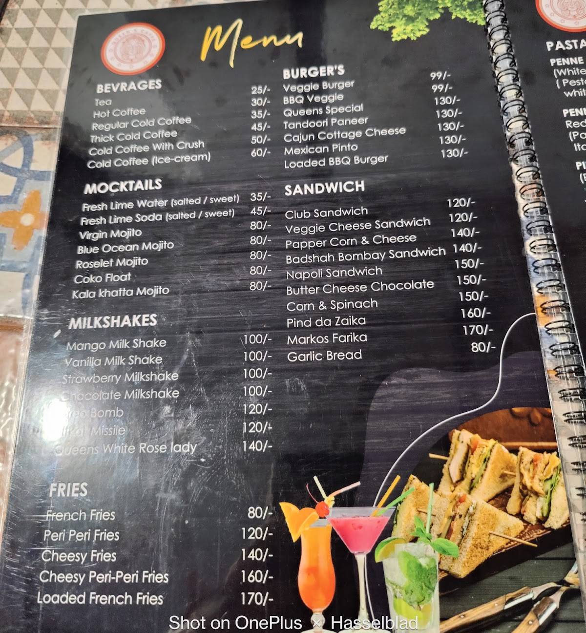 Menu at Queens Caffe, Pune