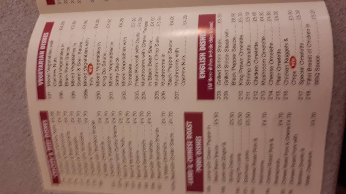 Menu at Riverside Chinese fast food, Spalding
