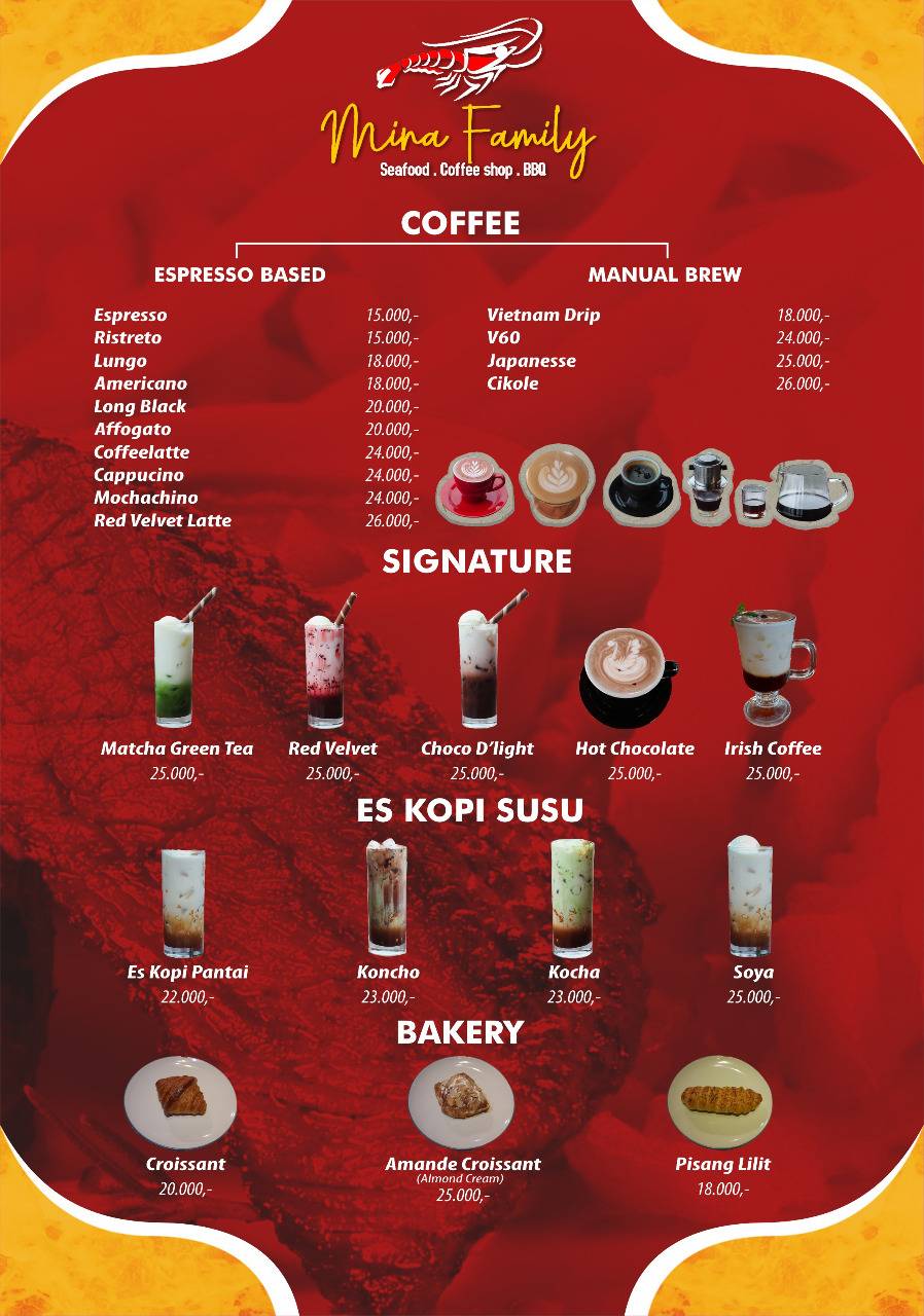 Menu at RM Mina Family restaurant, Pangandaran