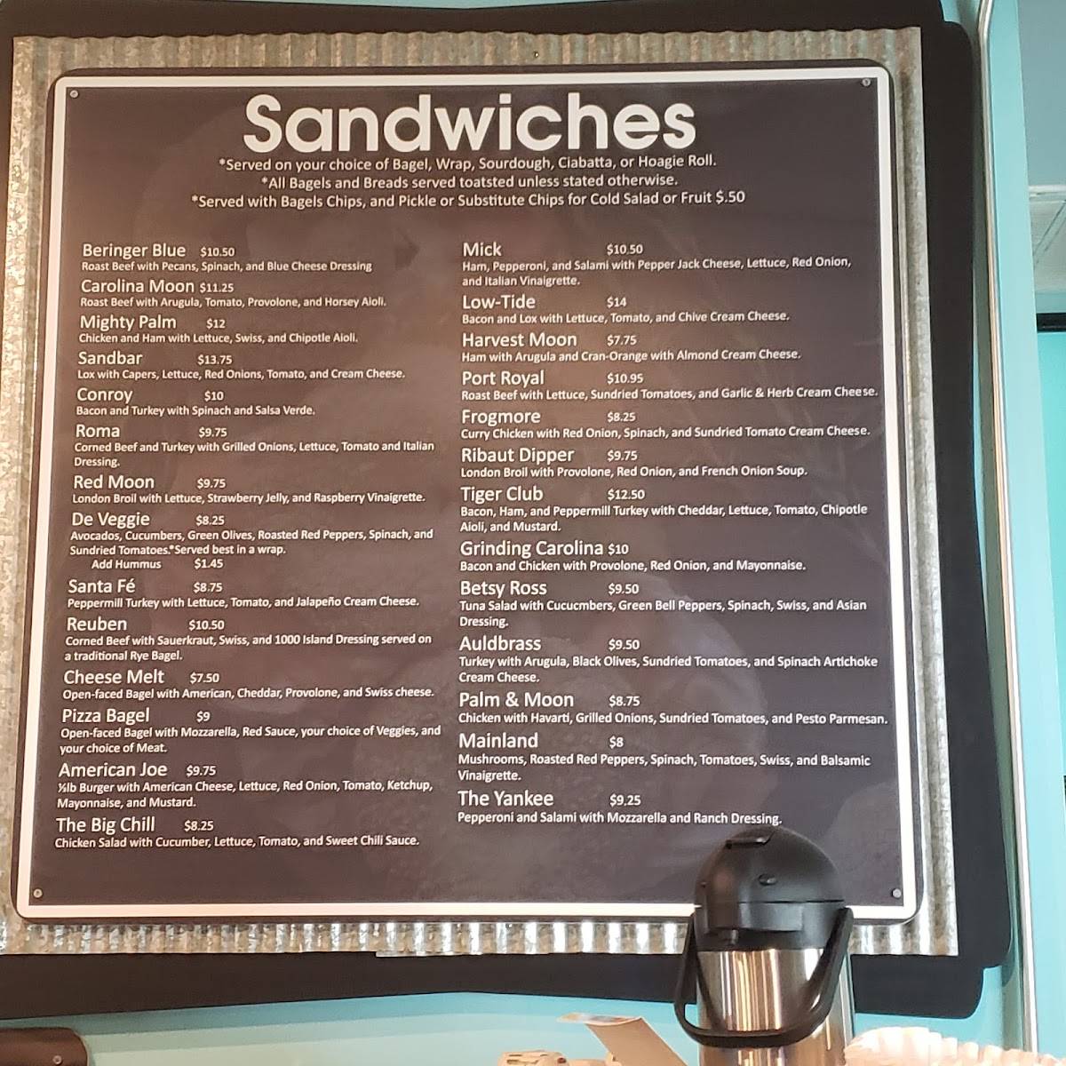 Menu at Rain -N- Bagels cafe, Beaufort, 221 Scott St