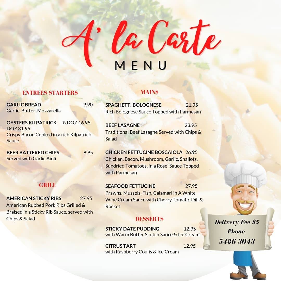 Menu at Rainbow Beach Pizza restaurant, Rainbow Beach