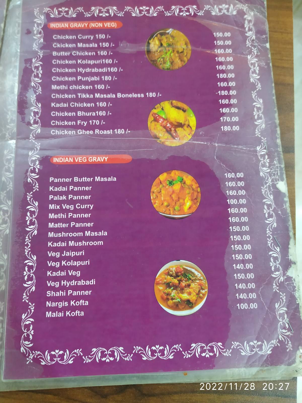 Menu at Raj Cafe and Restaurant, Bengaluru
