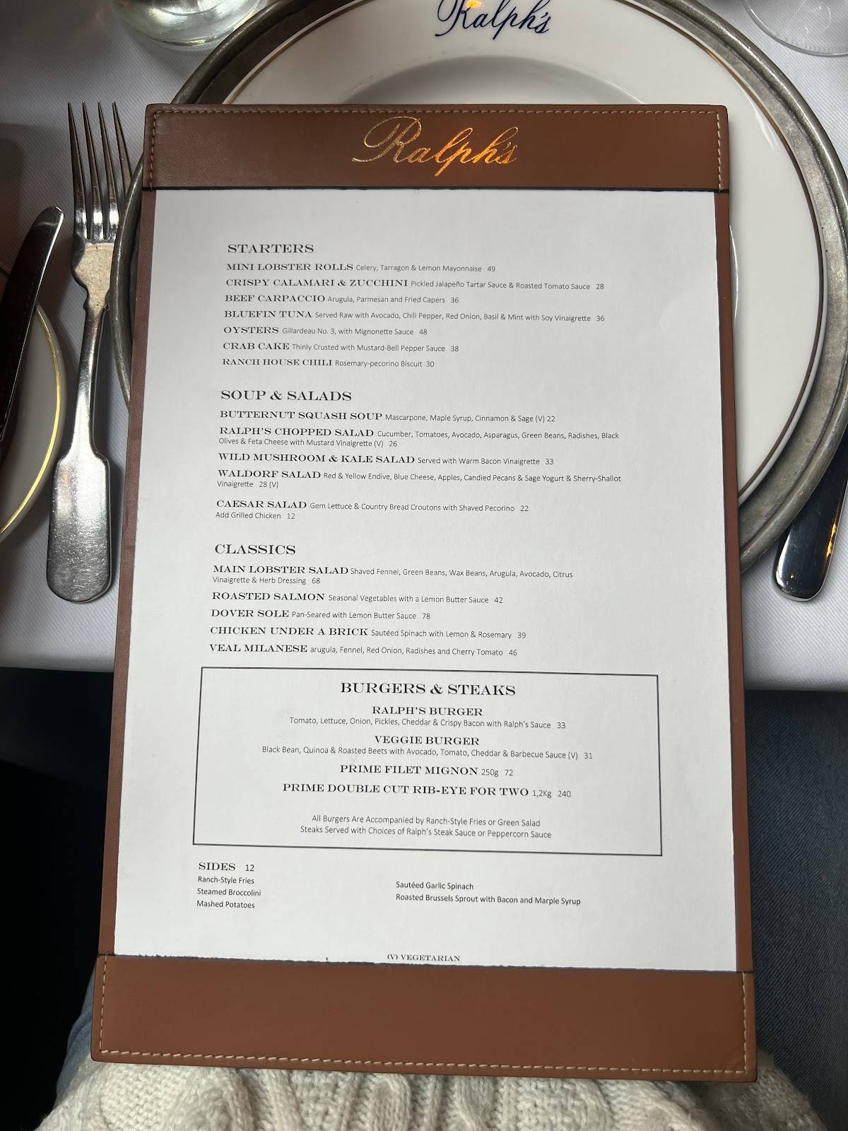 Menu au Ralph's Restaurant, Paris