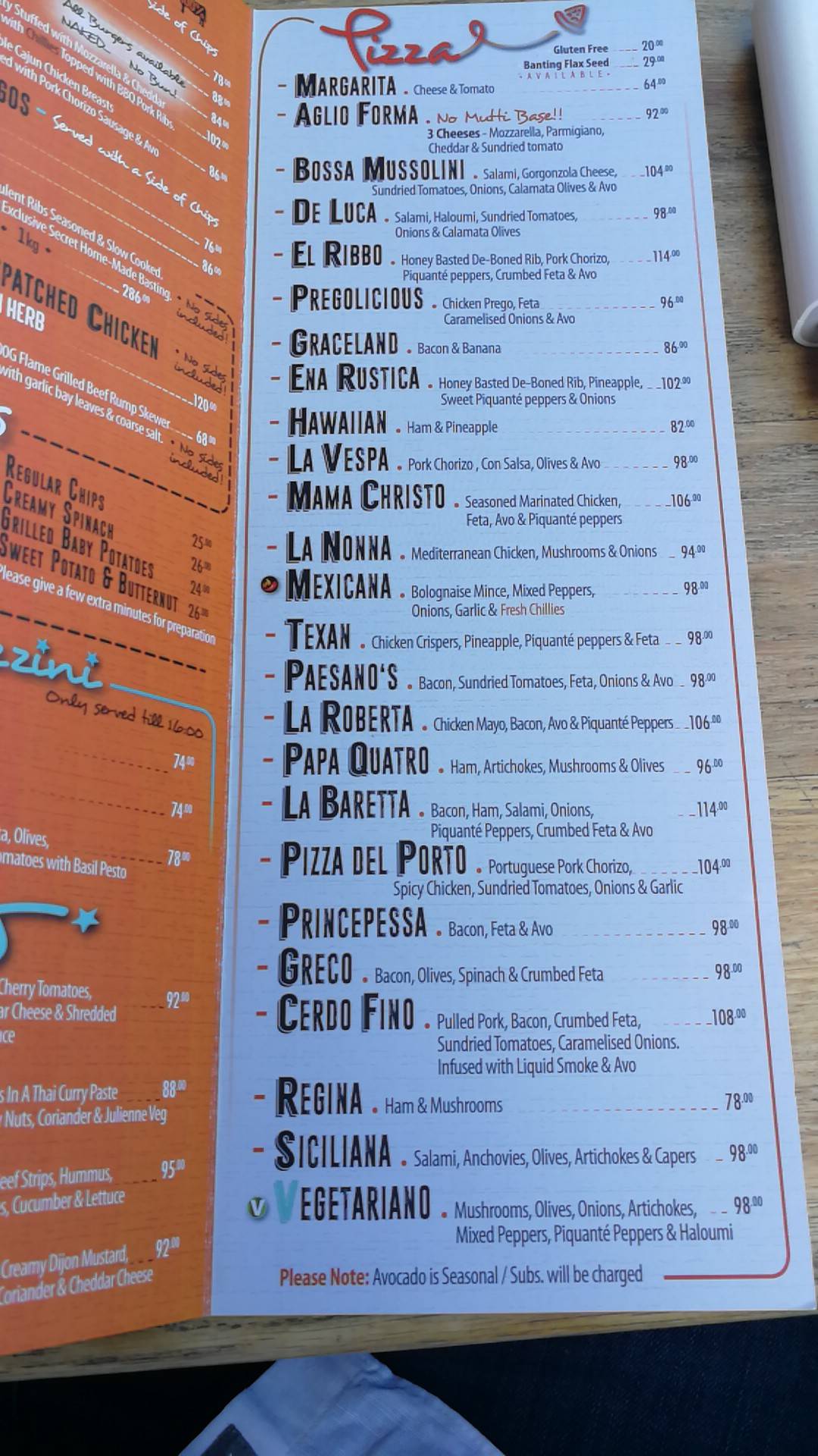 Menu at Papa Pronto - Witkoppen restaurant, Randburg, 285 Church Street ...