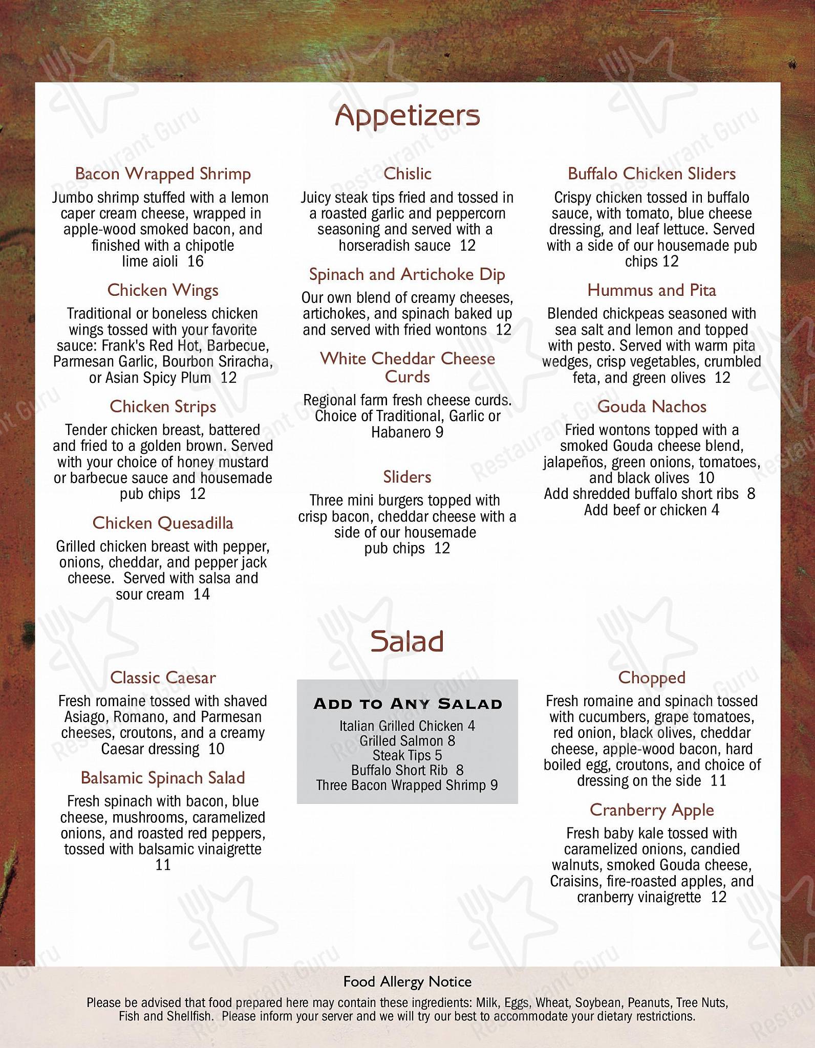 Menu at Gold Bison Grill cafe, Rapid City