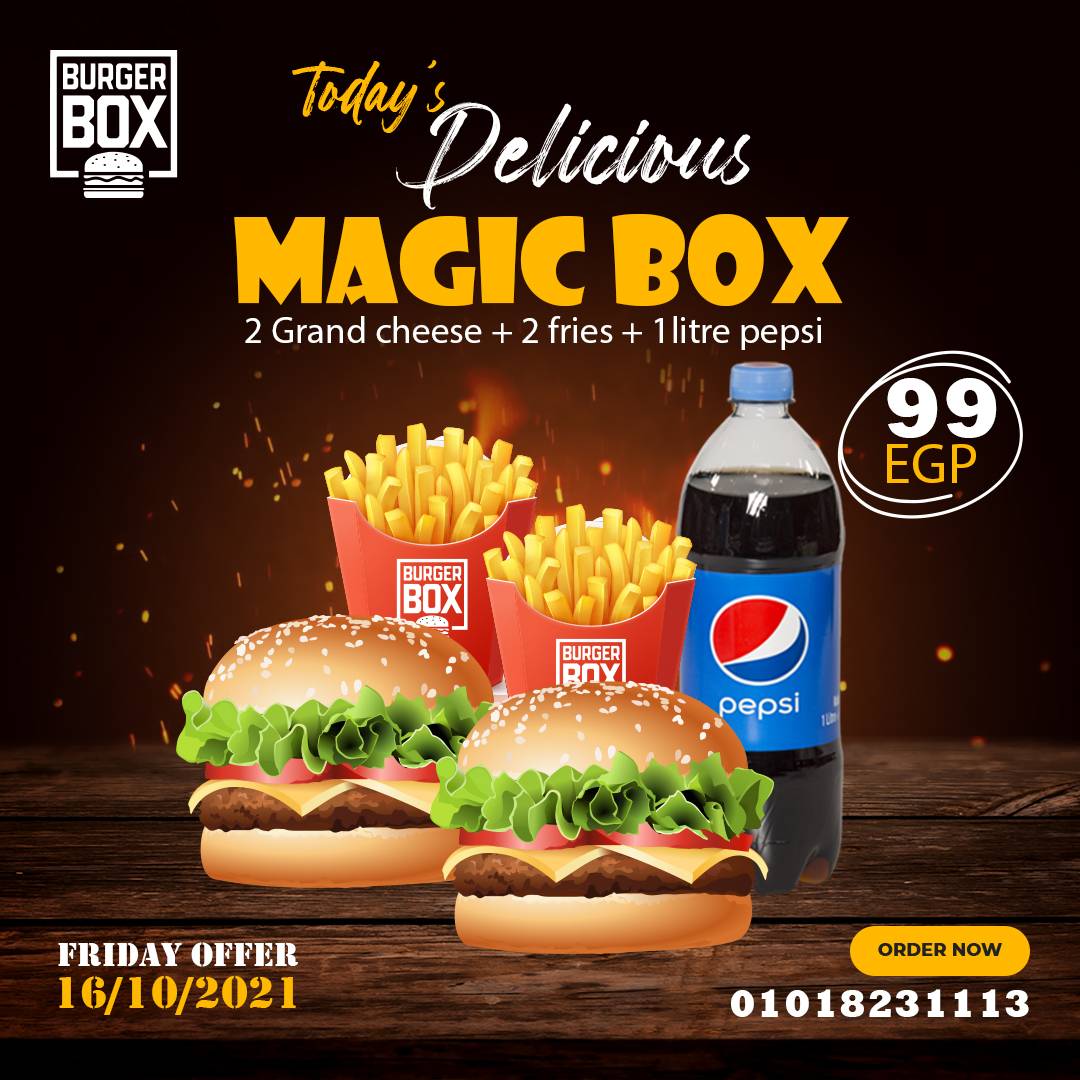 Carta del restaurante Burger Box, Ras Gharib