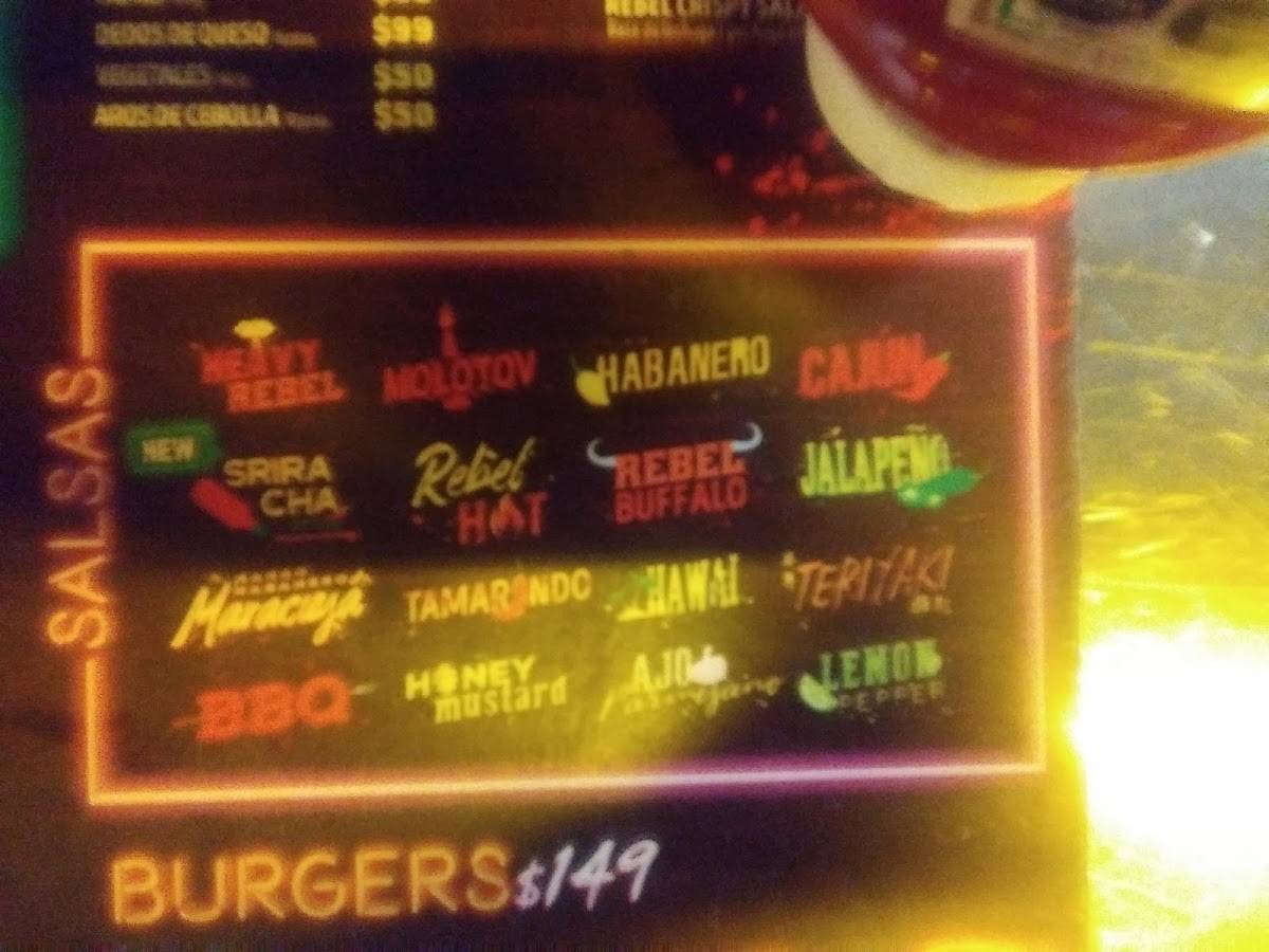 Carta del restaurante Rebel Wings Bucareli, Mexico