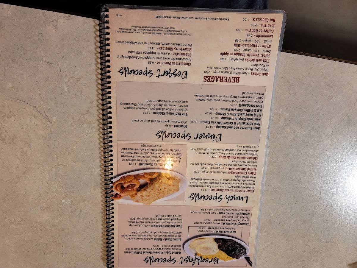Menu at Red Wheel Restaurant, Rantoul
