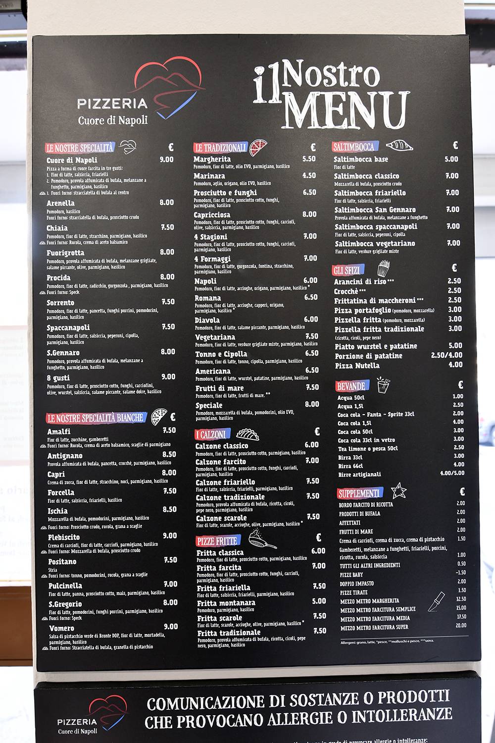 Speisekarte von Pizzeria Cuore di Napoli, Reggio Emilia