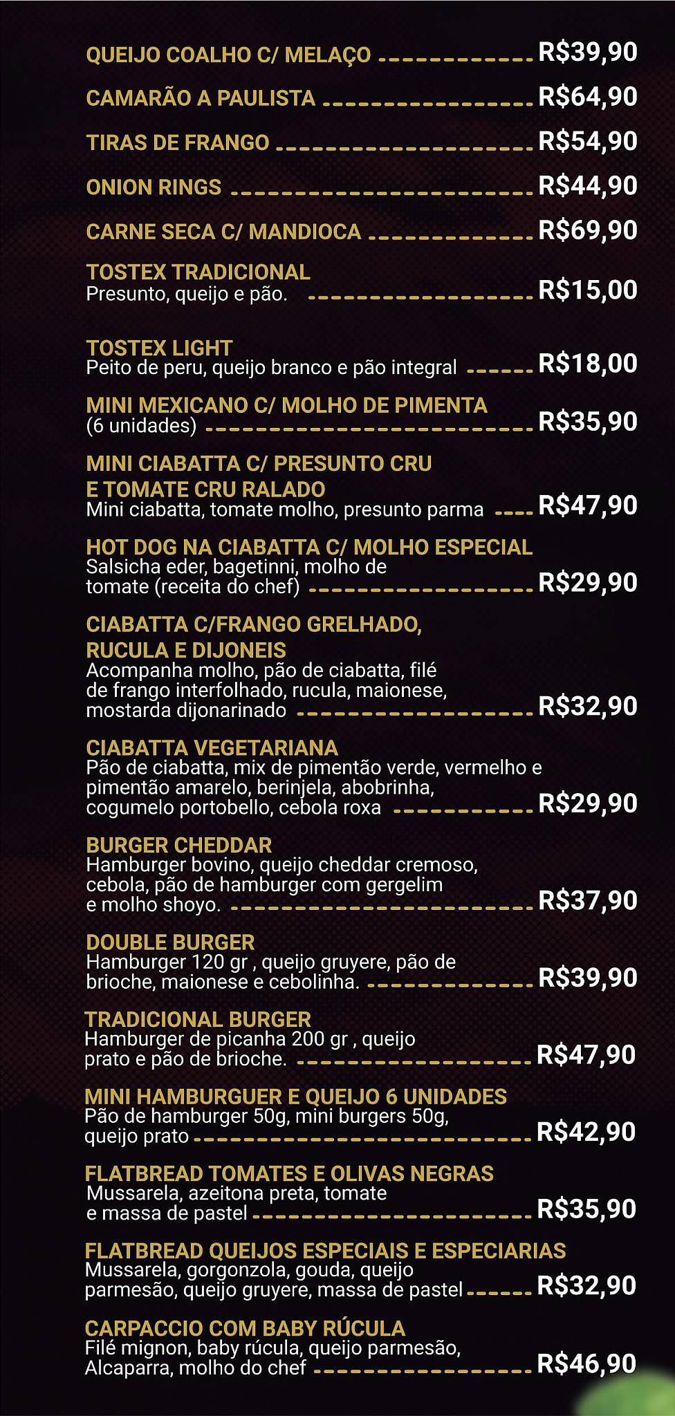 Menu em Resenha's Lounge Bar, Praia Grande