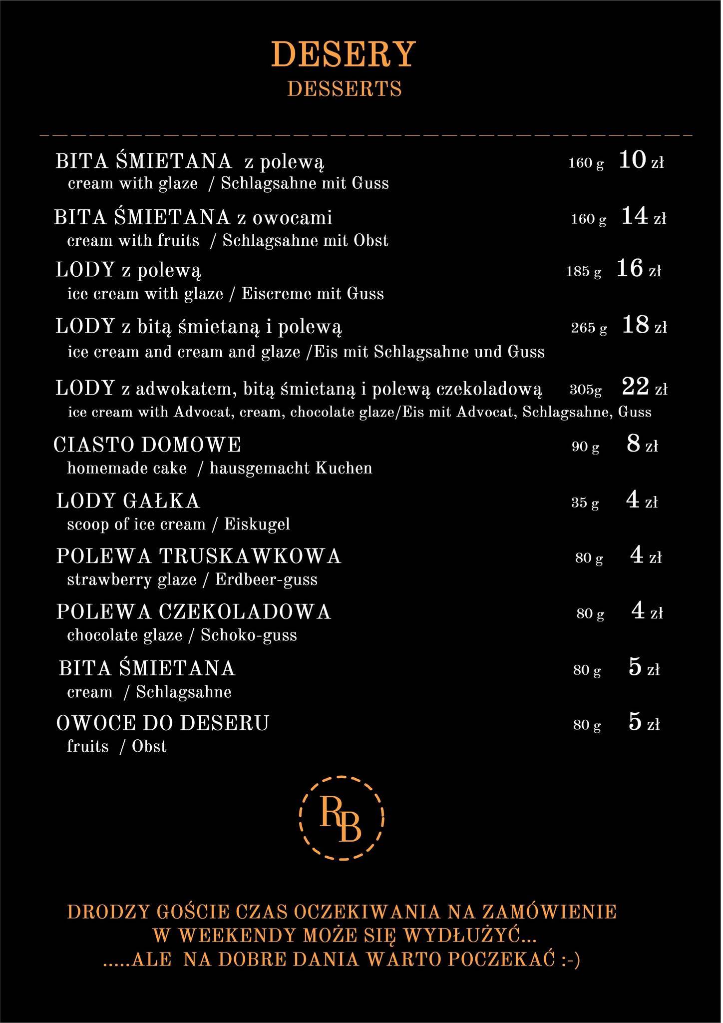 Menu at Restauracja Brzeska restaurant, Brzeg