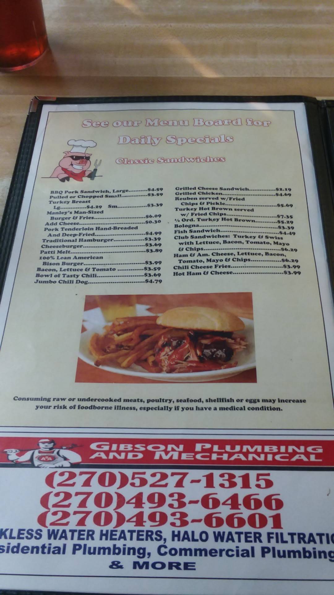 Menu at 4 Little Pigs BBQ, Benton