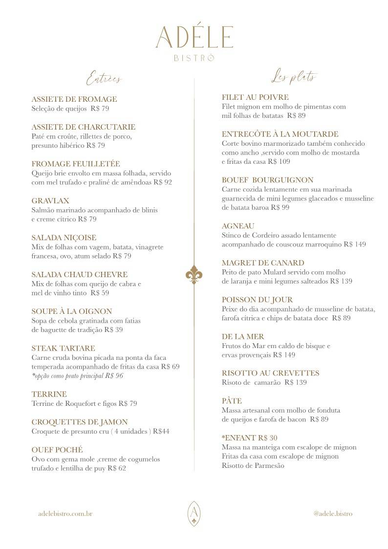 Menu at Adéle Bistrô Bistrô restaurant, Barueri