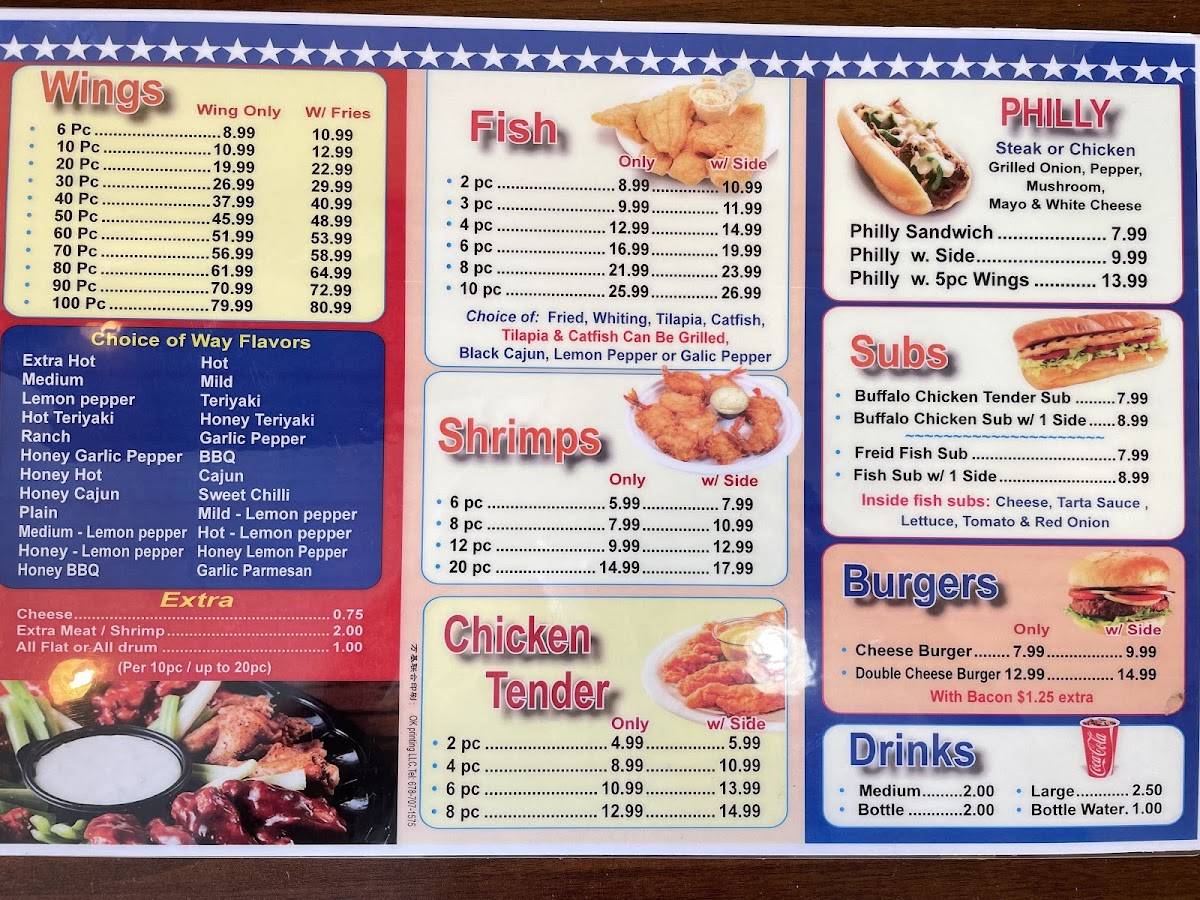 Menu at American Wings restaurant, Chattanooga, E 3rd St