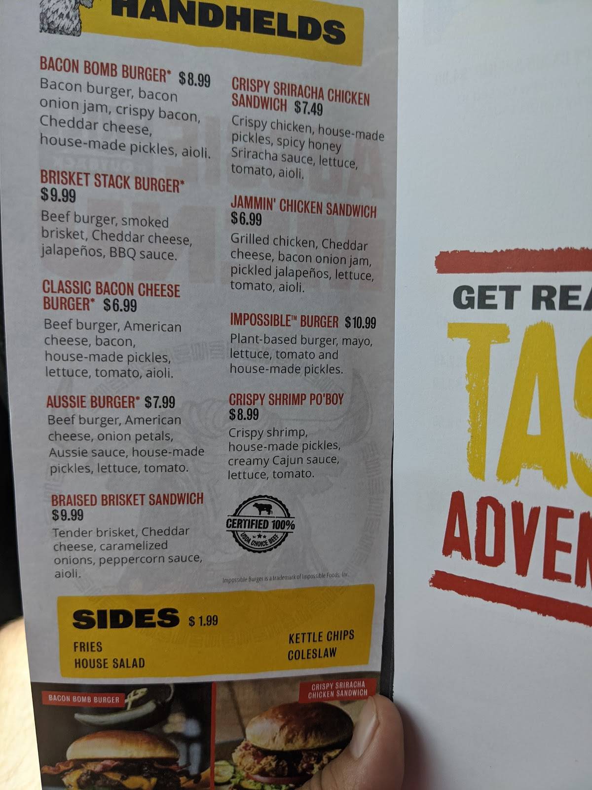 Menu at Aussie Grill restaurant, Lutz, Sierra Center Blvd