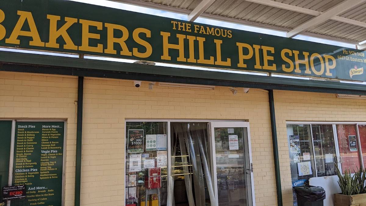 Menu at Bakers Hill Pie Shop restaurant, Bakers Hill