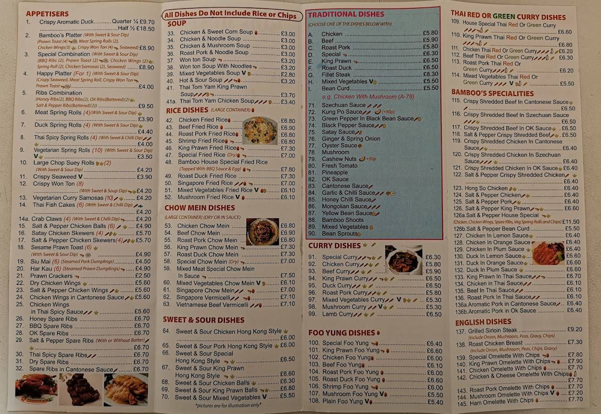Menu at Bamboo Oriental Chinese Takeaway restaurant, Leigh