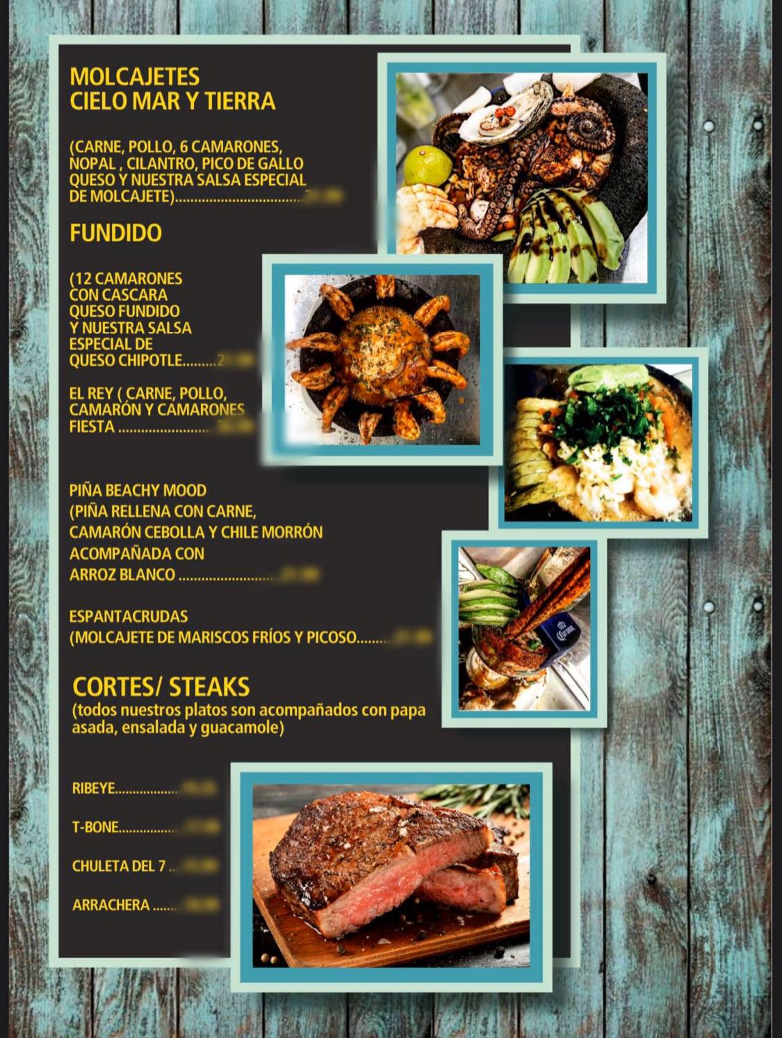 Menu at Barracudas, Hobbs