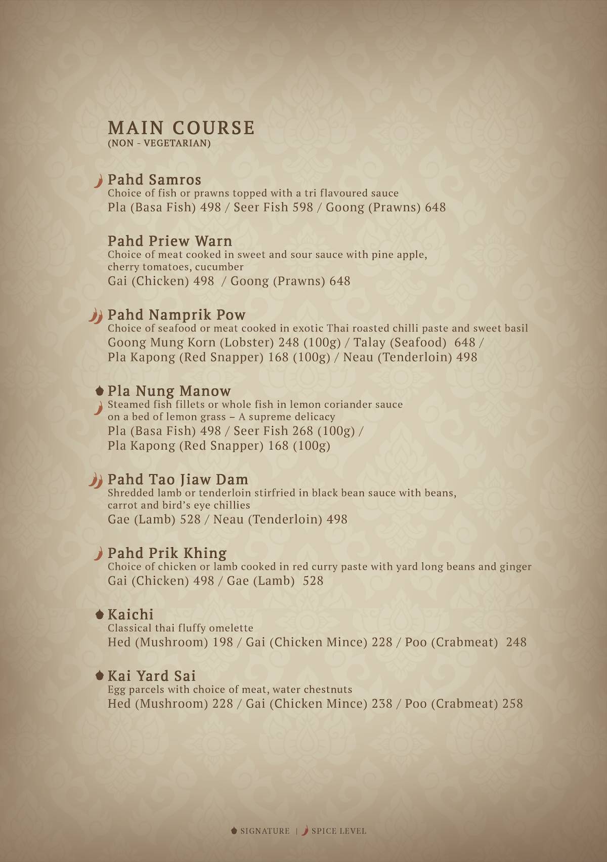 Menu at Benjarong - Thai Restaurant, Chennai, 146, TTK Road