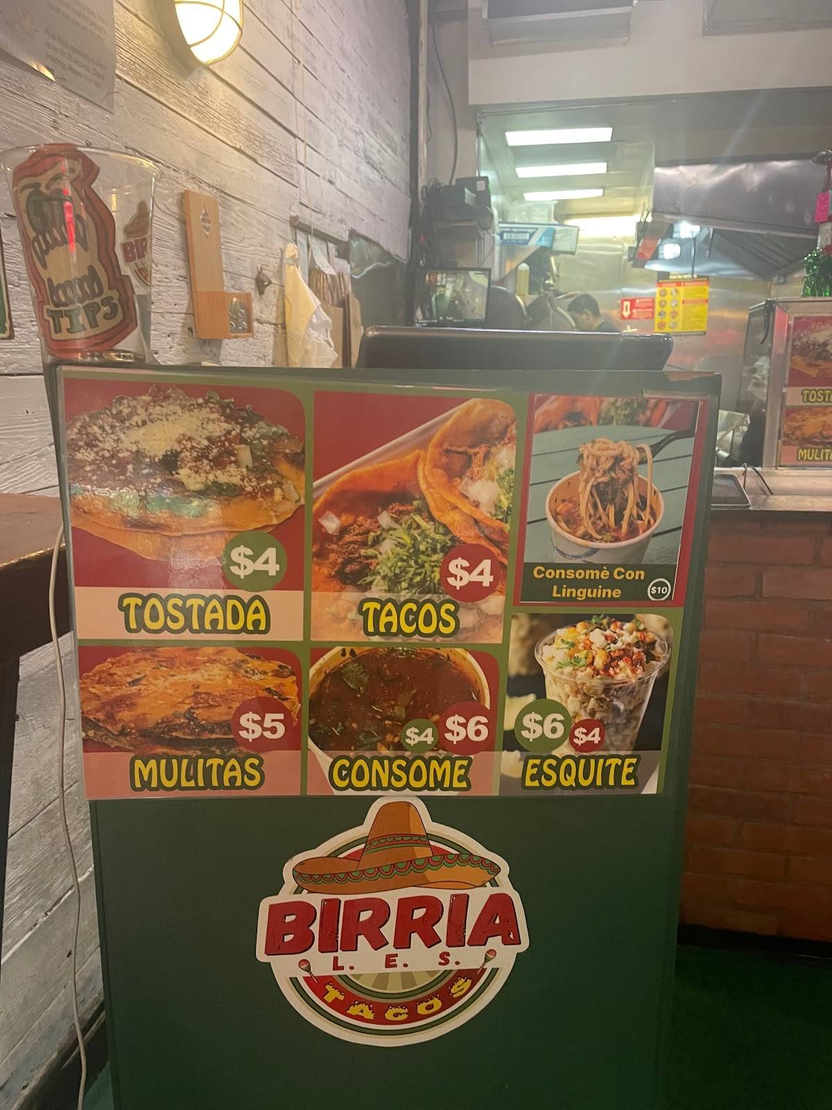 Menu at Birria LES restaurant, New York City, 127 Rivington St