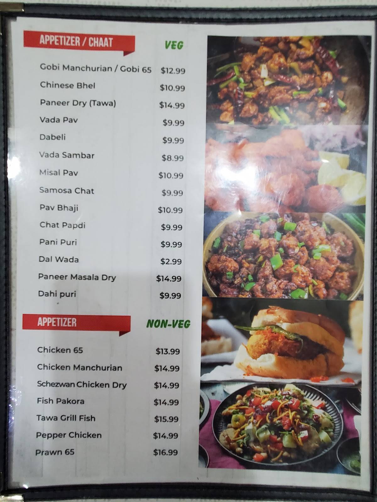 Carta del restaurante Bombay Chaat and Paan House, Edmonton