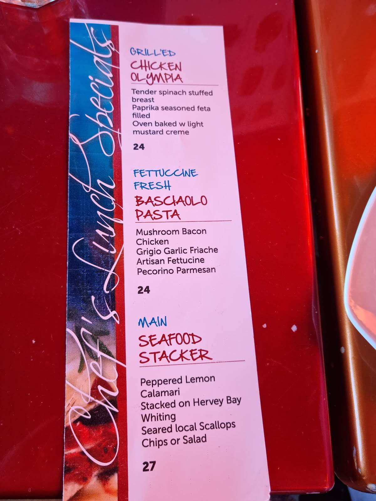 Menu at Cafe Balaena, Urangan