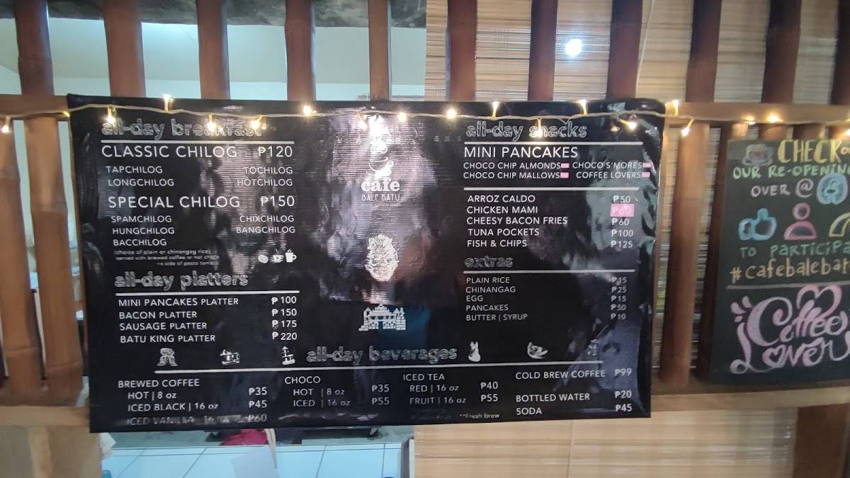 Menu at Cafe Bale Batu, Arayat, 5PR2+43