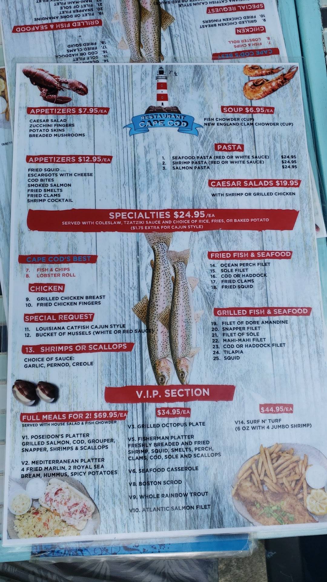Menu at Restaurant Cape Cod, Sainte-Anne-de-Bellevue