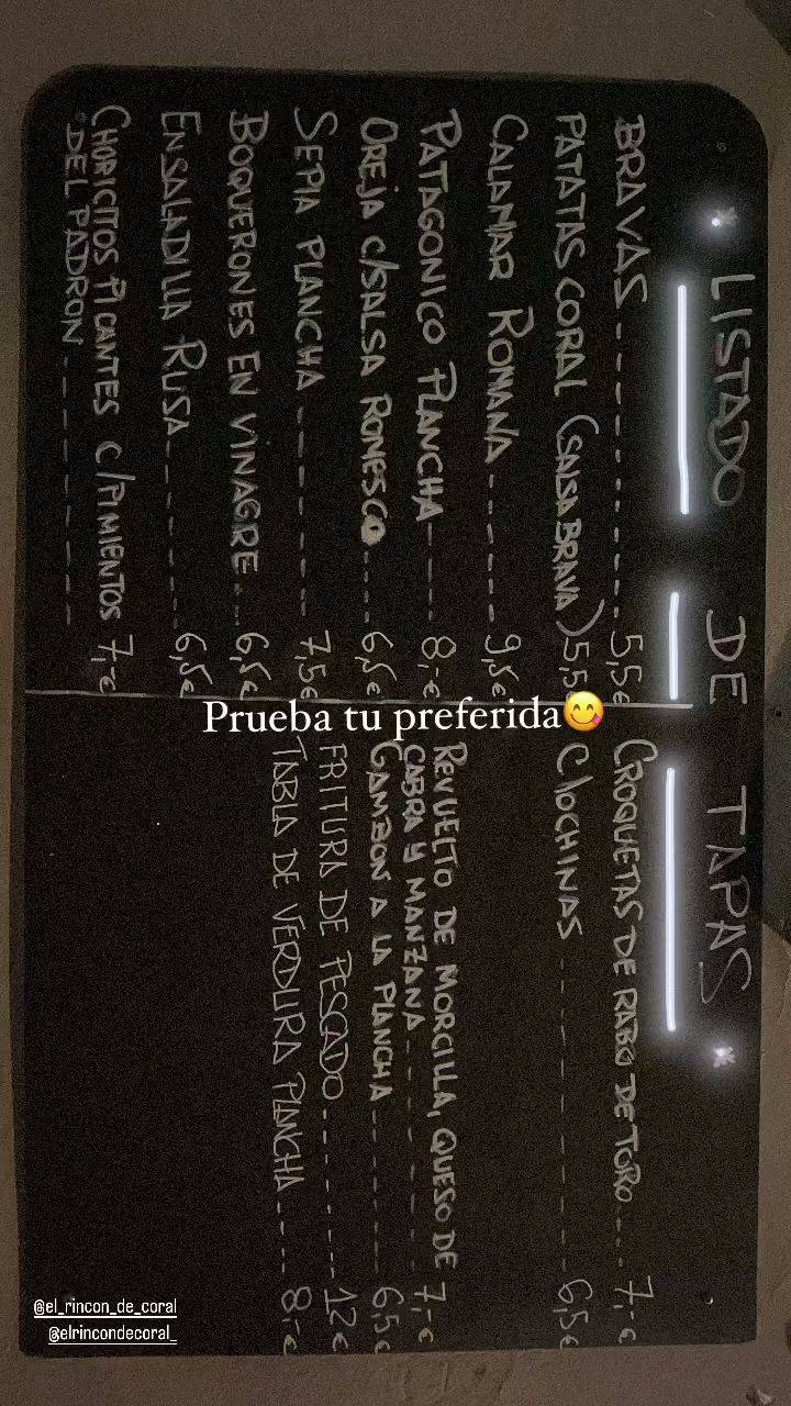 Menu at El Rincón pub & bar, Valencia