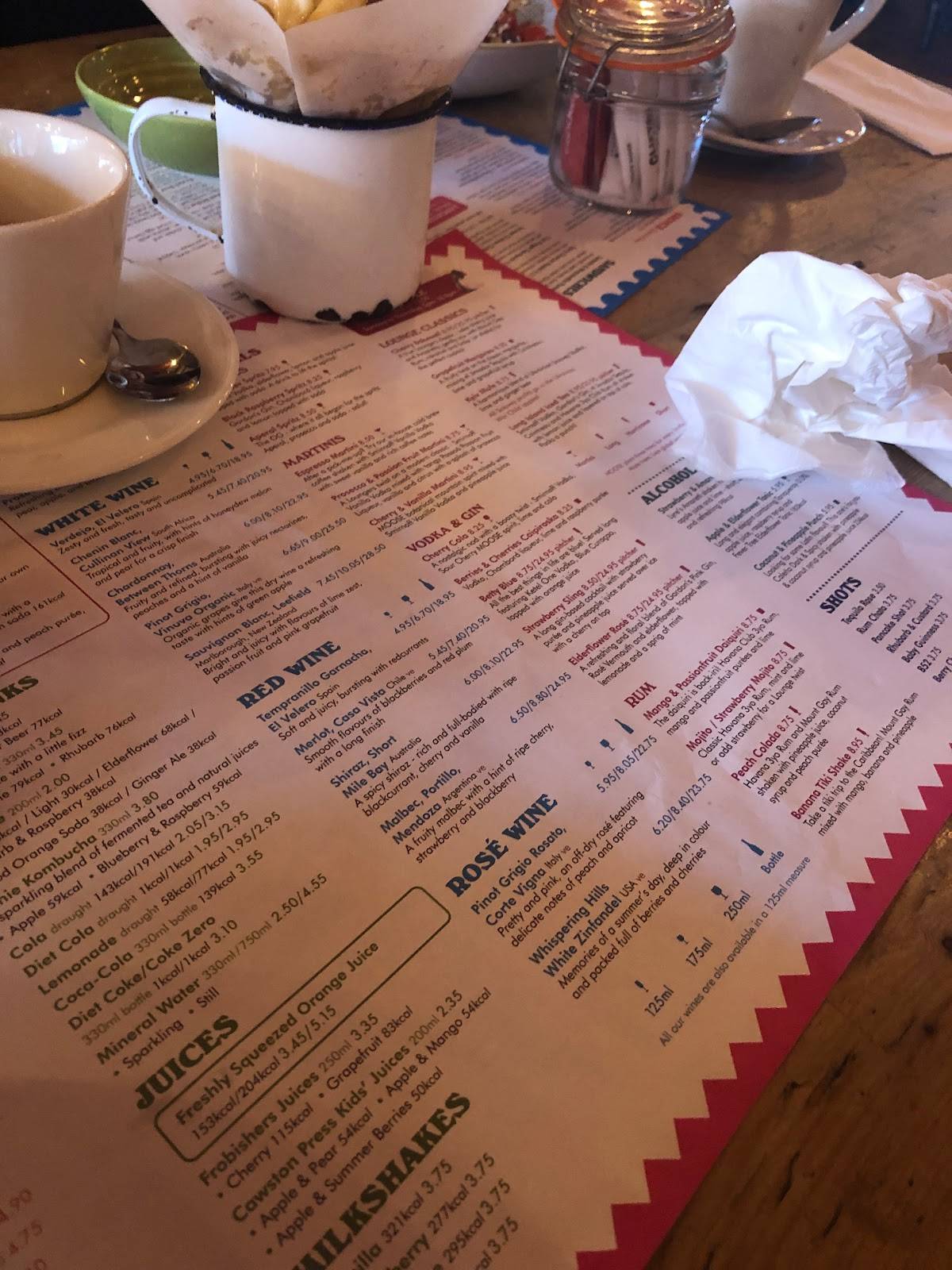 Menu at Condado Lounge restaurant, Devizes